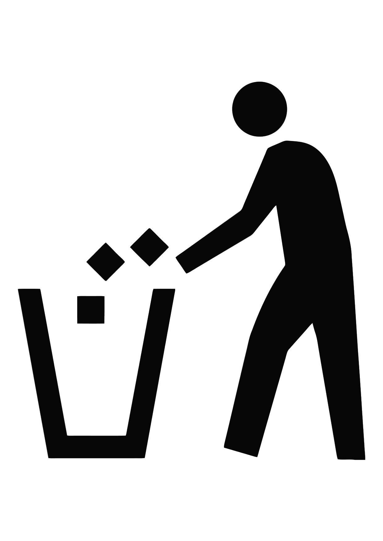 Kleurplaat van afval die een persoon toont die afval in een prullenbak ...